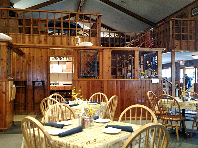 Wood paneling that hasn't changed since the '80s because honestly, why mess with cozy perfection?