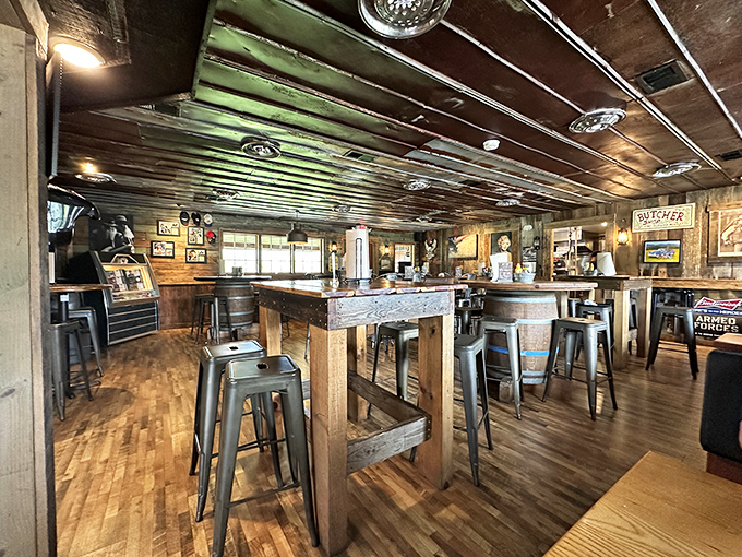 Inside Sloppy Hog, time slows down and hunger amplifies. The corrugated metal ceiling reflects both light and the sound of satisfied sighs.