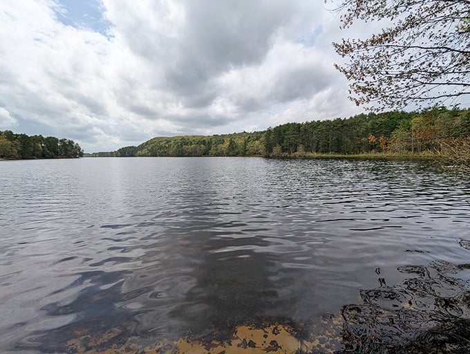 Walker Pond's glassy surface reflects the sky so perfectly, you'll question which way is actually up.