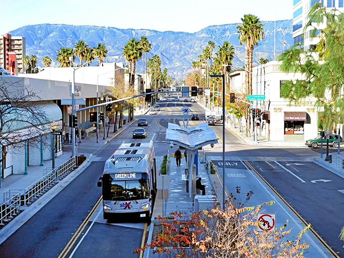 The iconic welcome arch greets visitors to San Bernardino, where palm-lined streets lead to adventures framed by mountain vistas.