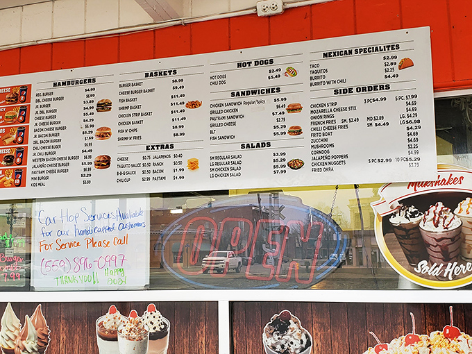 This menu board is like a greatest hits album of American comfort food classics. No fancy descriptions needed &ndash; just good eating ahead.