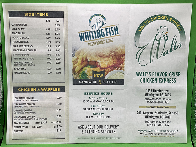 A menu that doesn't need fancy descriptions or celebrity endorsements. When your chicken is this good, simplicity speaks volumes.