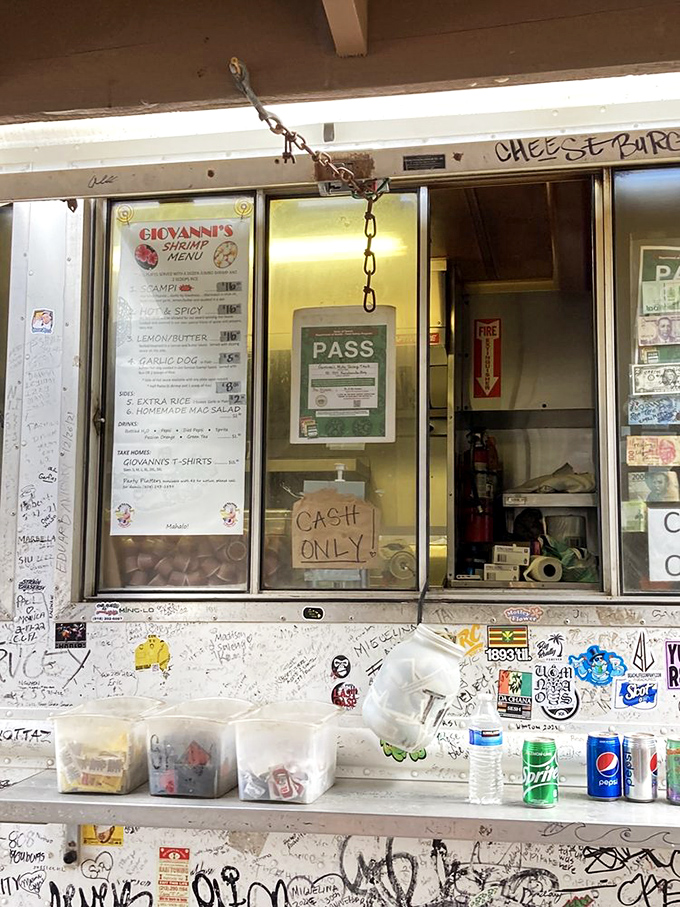 "Cash only" - three syllables that separate the tourists from the prepared. The ordering window reveals the simple, no-nonsense approach that makes Giovanni's legendary.