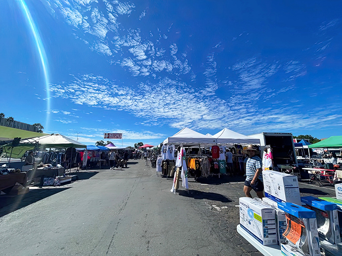 That beautiful California blue sky makes even the most ordinary swap meet feel like an outdoor adventure.
