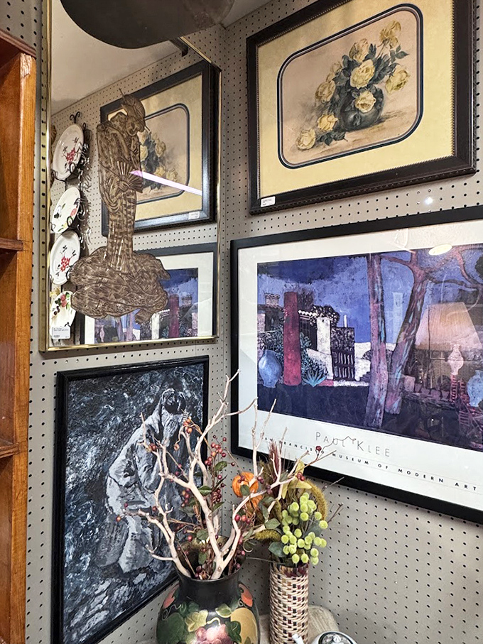 A wall of artistic treasures where every frame tells a different story. That Paul Klee print might just be your next conversation starter.