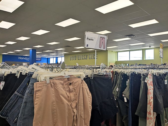 The pants section stretches as far as the eye can see. Finding your size here is like striking gold in a river of denim.