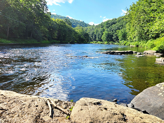 Mother Nature showing off her liquid assets. The Clarion River flows with such clarity you can practically count the fish debating whether to bite your hook.
