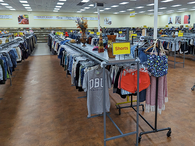 Endless racks of shorts stretch into the distance like a summer vacation that never has to end, all at prices that won't hurt.