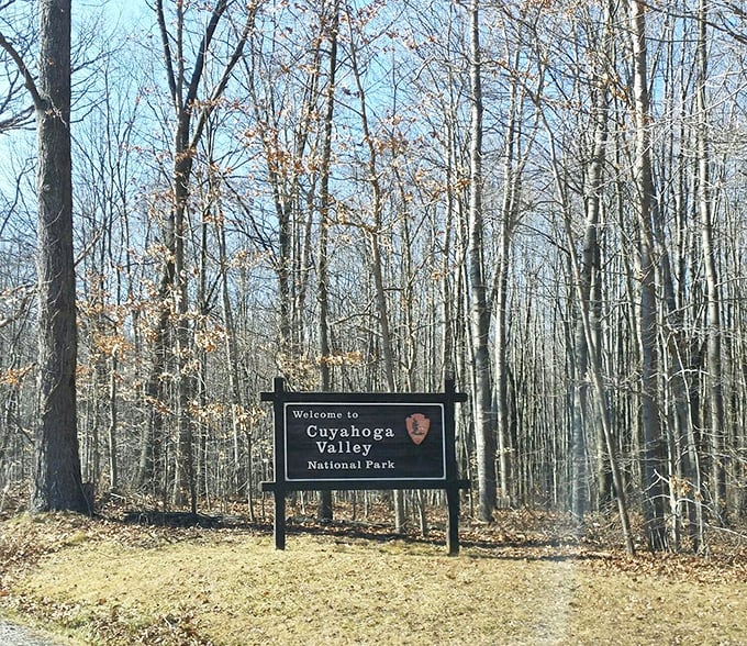 The gateway to tranquility. This unassuming sign marks the entrance to what locals know is Ohio's best-kept natural secret.