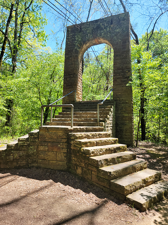 Not all doorways lead to rooms &ndash; this CCC-built stone archway invites hikers into nature's living room, where the ceiling is endless blue.