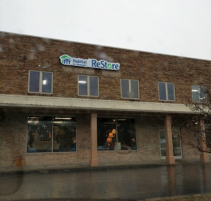 Rain or shine, this modest storefront beckons with the promise of hidden gems and the warm glow of good karma.