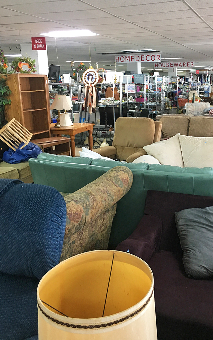 Furniture paradise where that seafoam sofa whispers sweet savings to your living room dreams.