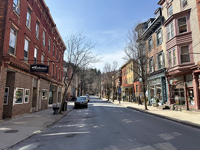 Victorian facades line Race Street, creating a living museum where every building tells a story of Pennsylvania's industrial heyday.