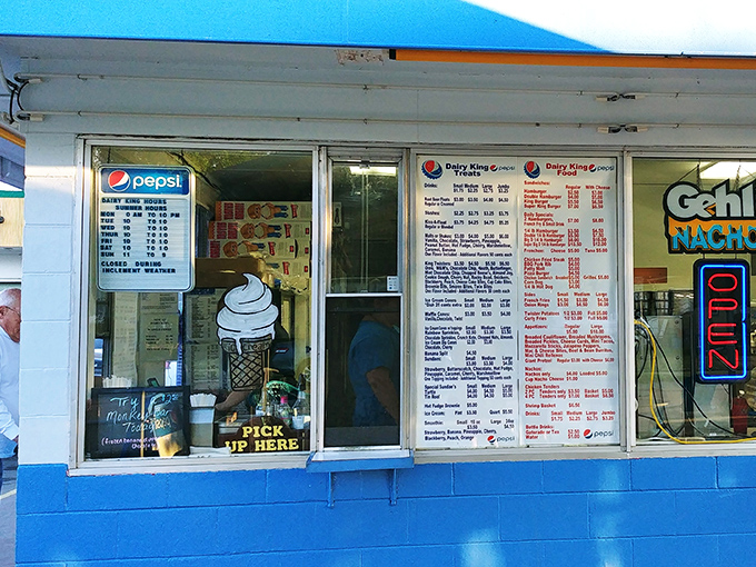 Where culinary dreams come true! The humble order window at Dairy King might not look fancy, but it's the gateway to Nebraska's frozen paradise.