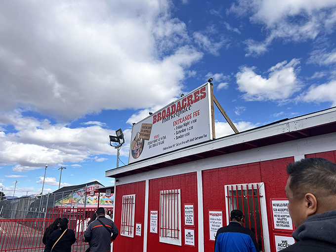 Standing like a crimson gatekeeper to retail paradise, the Broadacres entrance booth promises treasures beyond for those brave enough to venture in.