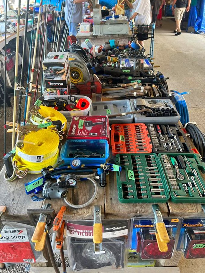 Tool heaven! Like a hardware store exploded and only the good stuff remained. Mechanics and DIYers alike find their happy place here.