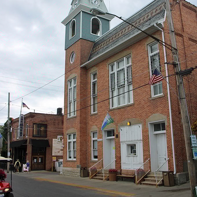 Small-town charm in brick and mortar. Put-in-Bay's town hall stands as a testament to island history, where island time moves at its own delightful pace.
