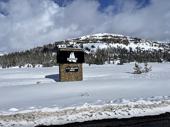 "You Belong Here" isn't just a sign—it's Kirkwood's promise. Where snow-covered wilderness makes you forget your password-reset questions.