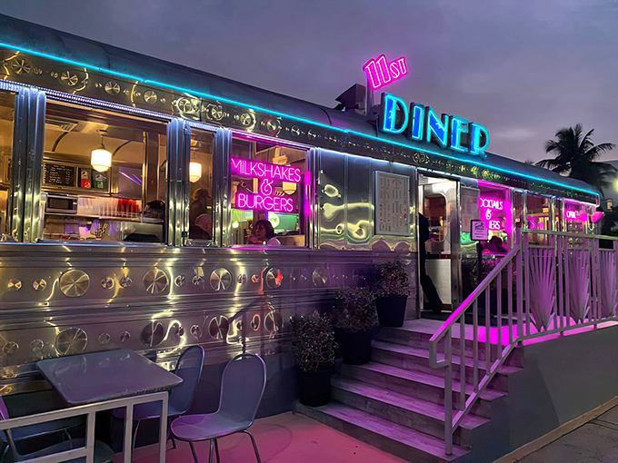 Neon dreams and chrome gleams! This Art Deco diner shines brighter at night than most of Miami's nightclubs.