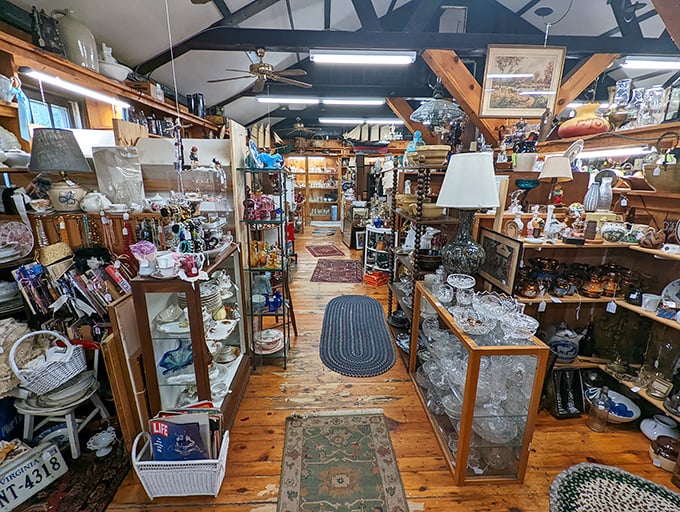 Peek inside this cozy treasure trove where wooden floors creak with stories and every aisle feels like your grandmother's attic&mdash;but organized!