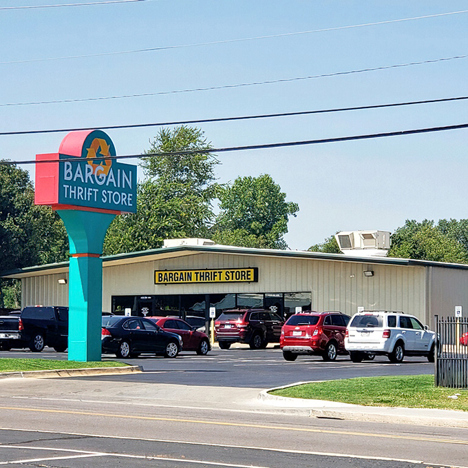 That classic thrift store charm beckons from this bustling Oklahoma City shopping haven.