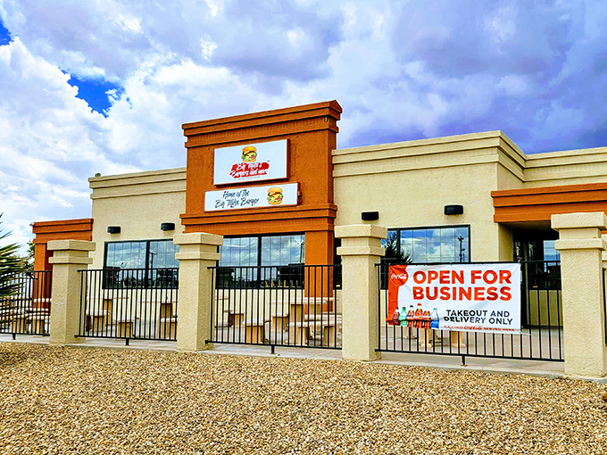 Orange and tan never looked so appetizing &ndash; this Belen beacon calls to hungry travelers like a delicious lighthouse.