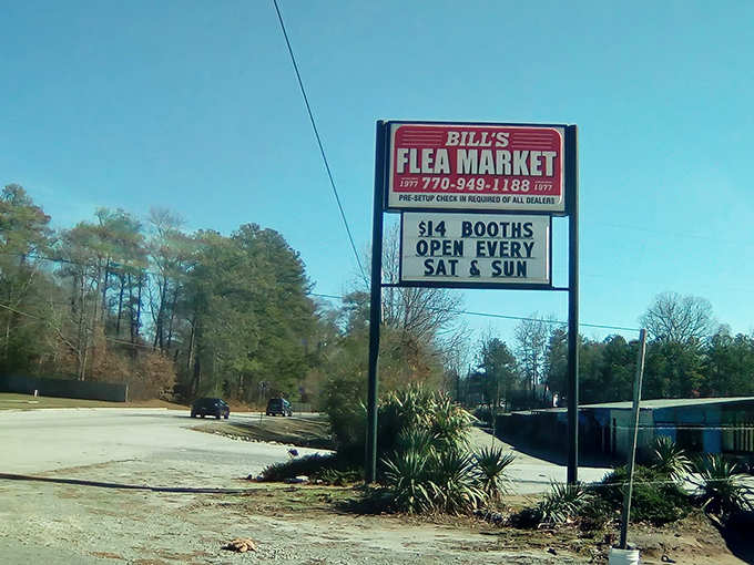 Bill's Flea Market beckons with its no-nonsense sign. Like a roadside siren calling to bargain hunters cruising down Veterans Highway.