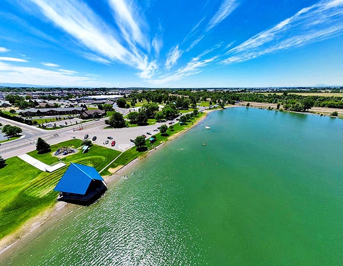 Blackfoot's lake shimmers like a hidden gem, offering waterfront tranquility without the waterfront price tag.