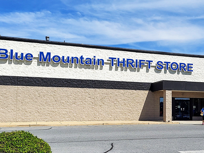 Blue Mountain's bold signage promises adventures bigger than the name suggests inside this shopping paradise.