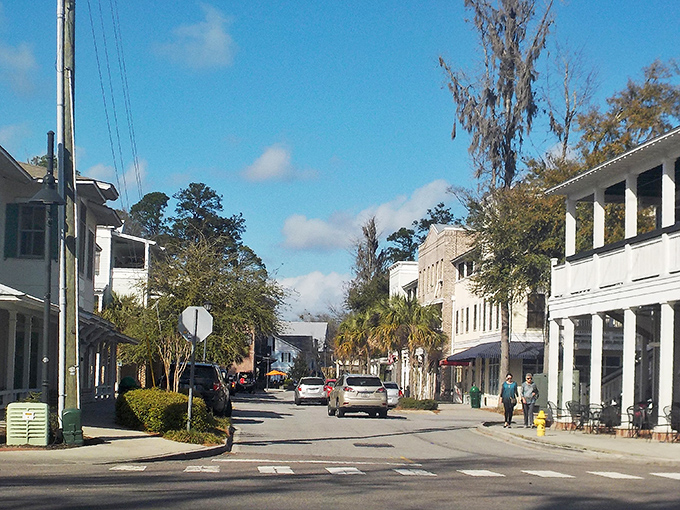 Bluffton's streets are lined with buildings that seem to whisper secrets from the past. The Spanish moss adds nature's perfect filter.