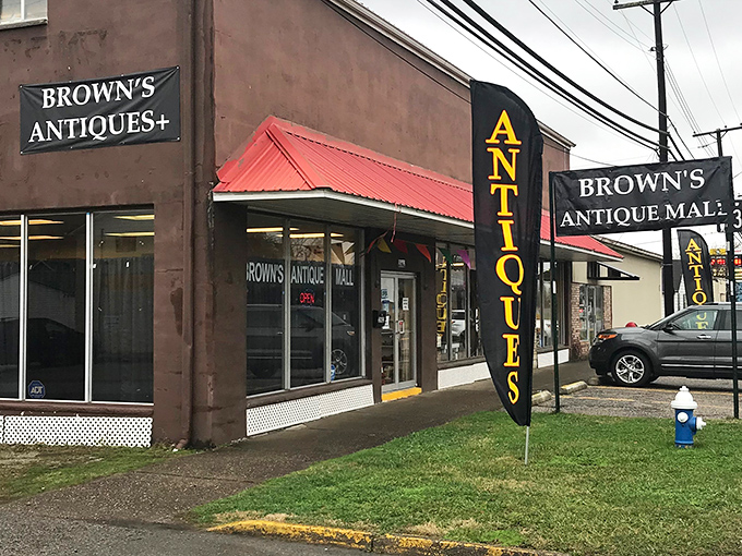 Brown's bold signage practically shouts "treasures within!" It's like a beacon for vintage hunters cruising through Nitro.