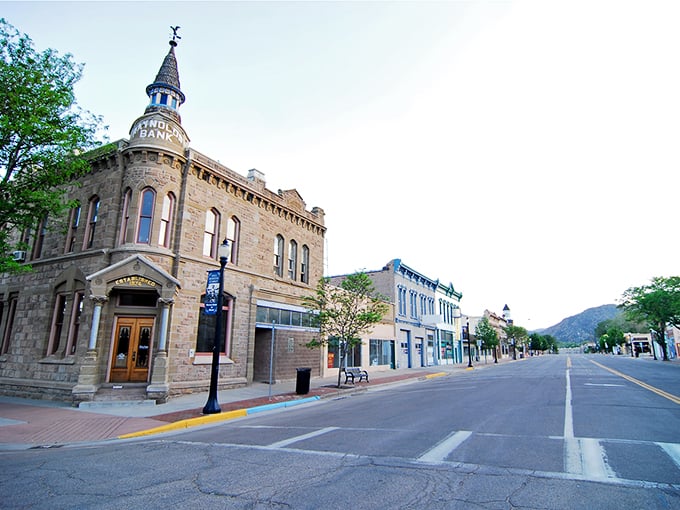 Cañon City's historic bank building stands guard over Main Street like a Victorian sentinel with excellent financial advice.