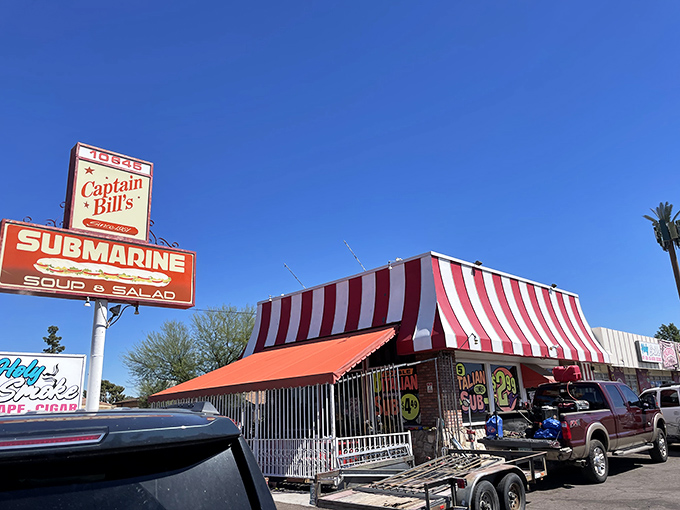 Those cheerful red and white stripes have been beckoning hungry folks for generations, like a lighthouse for sandwich lovers.