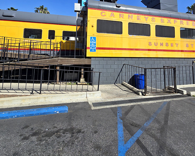 All aboard the flavor express! This bright yellow train car serves up nostalgia with every perfectly grilled hot dog.