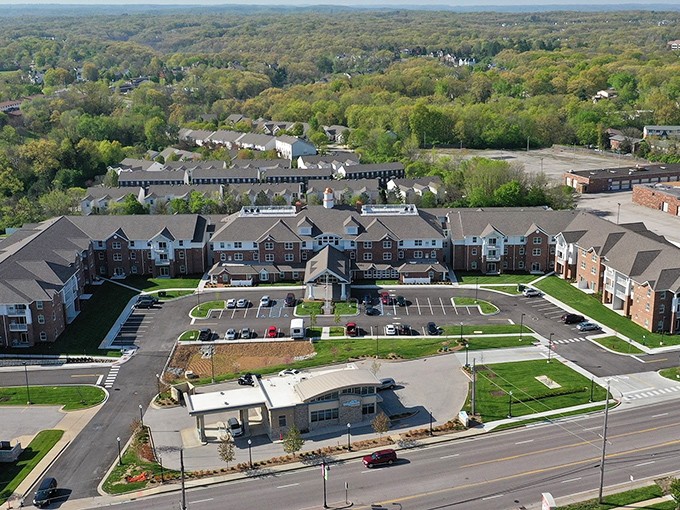Creek Valley's bird's-eye view reveals a community designed for connection, nestled among Missouri's lush greenery.