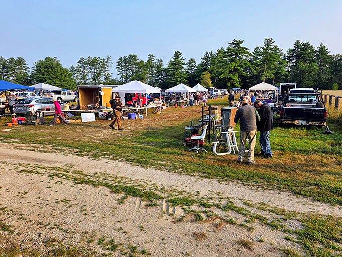 Weekend warriors spread their finds across this field like a giant outdoor living room sale.