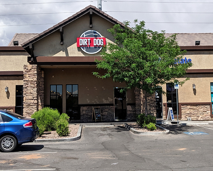 Strip mall exterior, gourmet hot dog interior - Nevada's best-kept secret hiding in plain sight.