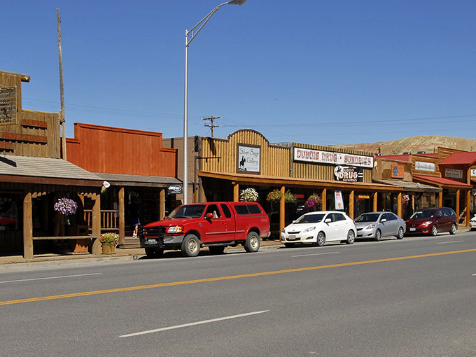 Dubois' western-style wooden storefronts look like they're waiting for a stagecoach to roll through any minute!