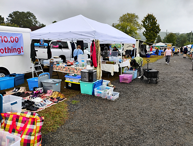 White tents dotting the landscape signal treasure time—grab your wagon and comfortable shoes for this outdoor shopping adventure.