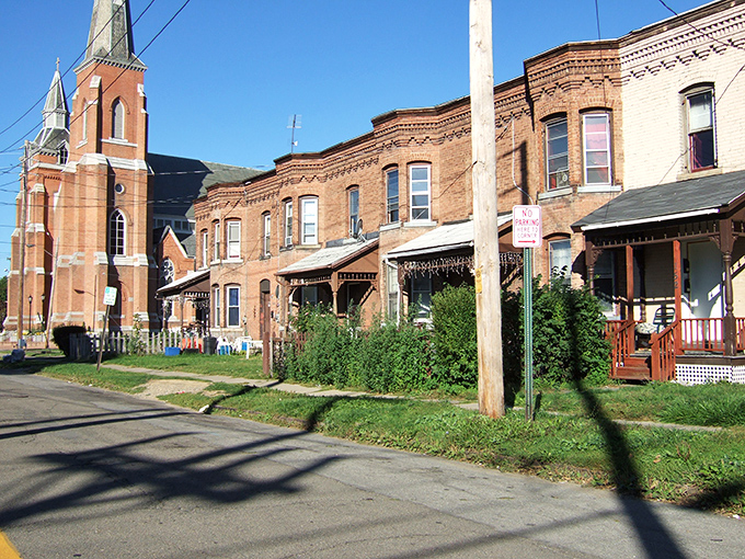 Elmira's charming row houses and church spire create a Norman Rockwell painting come to life in this affordable upstate gem.