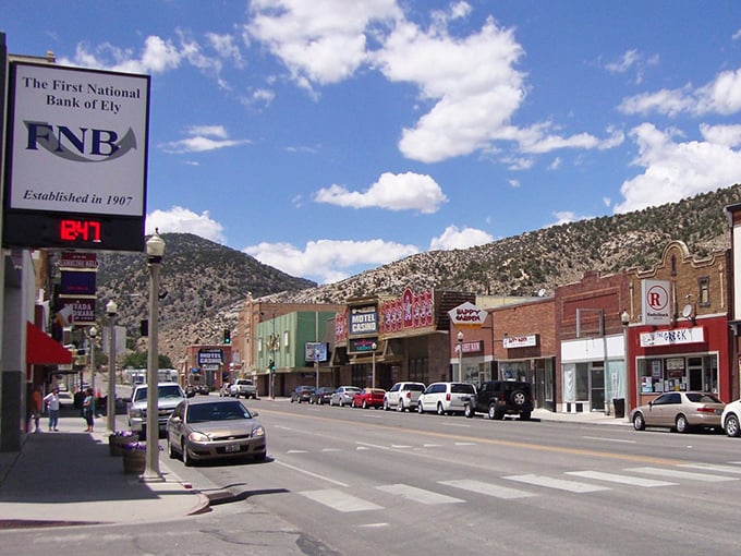 Ely's downtown, framed by the First National Bank, offers small-town prices with big-time charm.