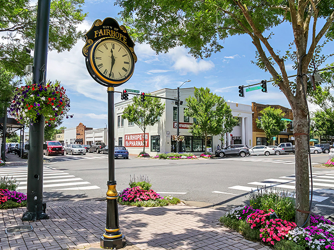 Fairhope's charming clock tower marks time in the most delightful small town way.
