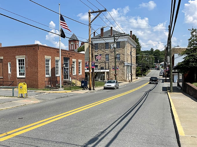 Fayetteville's main street curves through town like a gentle invitation to stay awhile.