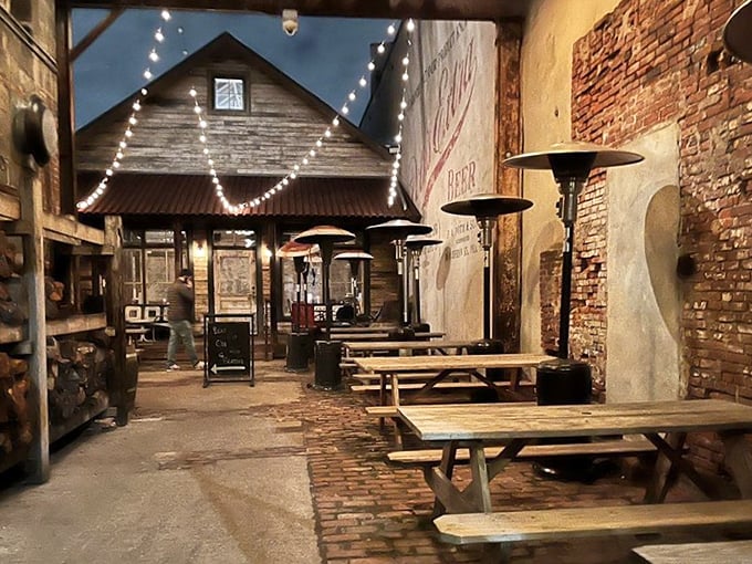 Fette Sau's brick-walled courtyard feels like stumbling into the backyard barbecue of your dreams&mdash;string lights included.