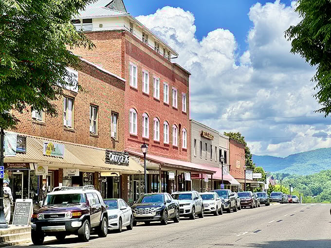 Mountain town perfection captured in brick and mortar - this is where Norman Rockwell would have set up his easel.