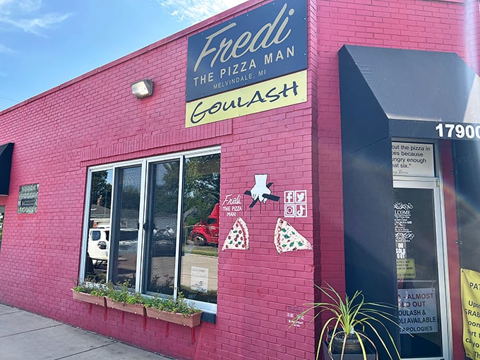 That eye-catching pink building isn't playing around &ndash; Fredi's bold exterior matches the flavor explosion inside.