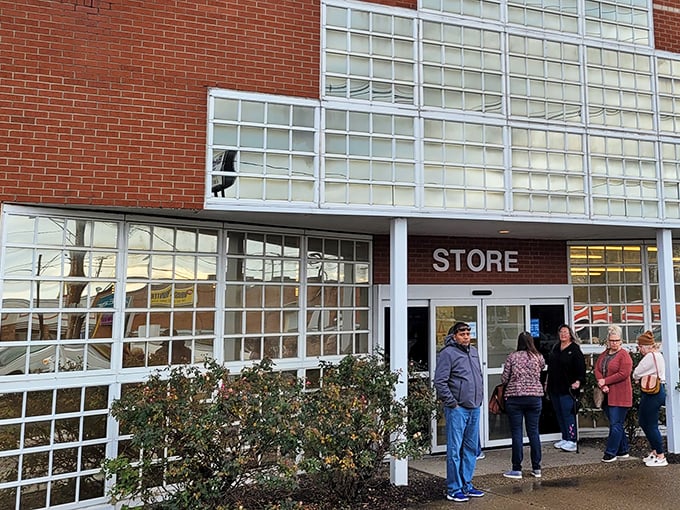 That classic brick facade houses endless possibilities - like a department store where everything costs practically nothing.