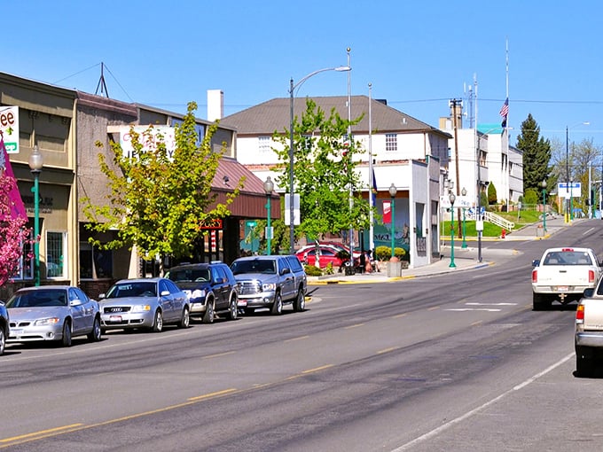 Grangeville's main street could be a movie set for "Quintessential American Small Town," complete with mountain views and zero traffic.