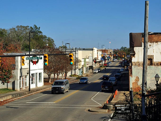 Greenville's main street looks like Norman Rockwell painted it during his most optimistic coffee break ever.