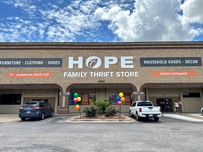 HOPE Family Thrift Store doesn't just sell secondhand goods&mdash;it sells possibilities. Those colorful balloons aren't just decoration; they're celebrating your future finds!